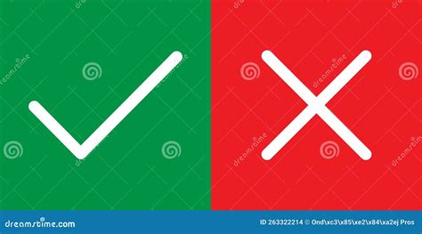 Set Of Check And Cross Mark Yes And No Symbol Vector Illustration Bad Good Choice Stock Vector