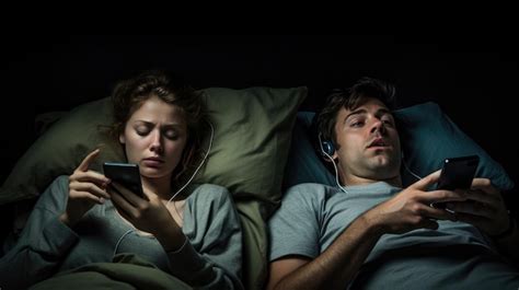 Premium Ai Image Couple With Smartphones In Their Bed Mobile Phone