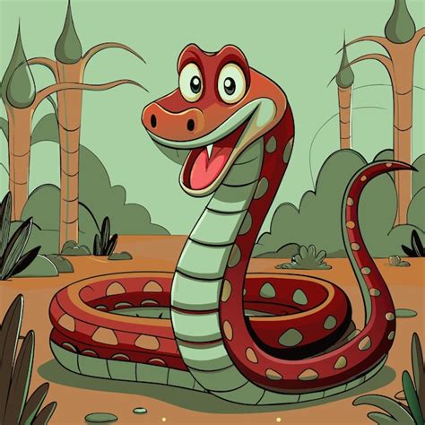 Una Caricatura De Una Serpiente Con Una Boca Roja Y Un Fondo Verde