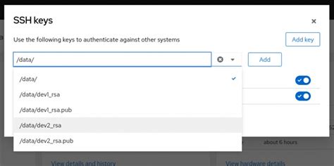 how to manage ssh keys on cockpit for remote ssh key authentication