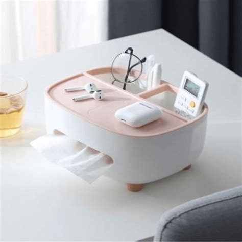 Multifunctional Tissue Box Cover With Storage Container Multi
