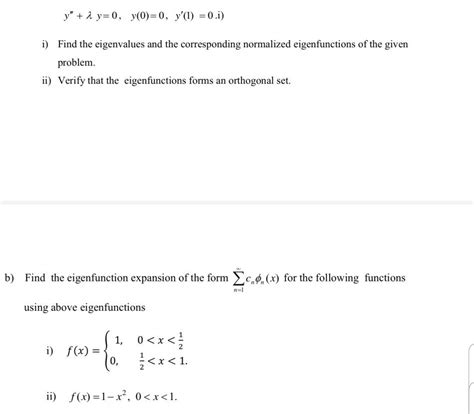 Solved y λy 0 y 0 0 y 1 0 i i Find the eigenvalues Chegg
