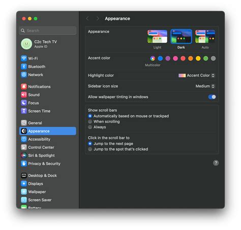 how to toggle dark and light mode on macos sonoma 14 code2care