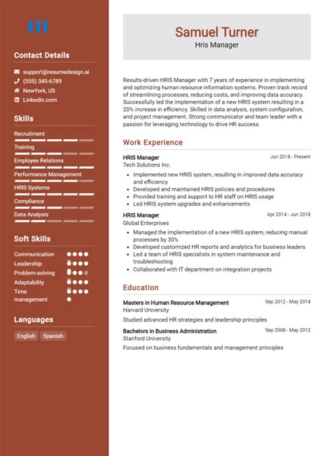 23 Hris Manager Resume Examples And Templates For 2025 Resumedesignai