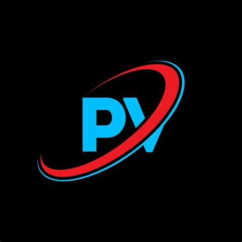 Pv P V Letter Logo Design Initial Letter Pv Linked Circle Uppercase Monogram Logo Red And Blue