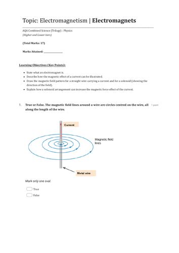 Aqa Gcse Physics Electromagnets Revision Questions And Answers 2023