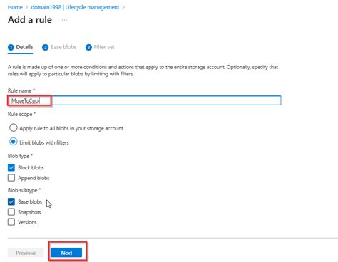 How Do I Specify Azure Storage Lifecycle Management For Specific