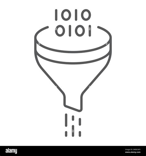 Data Filter Thin Line Icon Data And Analytics Funnel Sign Vector
