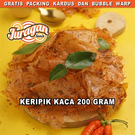 Jual KERIPIK KACA PEDAS DAUN JERUK 200 Gram Kripca Snack Kiloan Makanan
