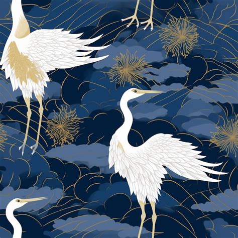 There Are Two Cranes Standing On A Wave Covered Field Generative Ai