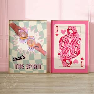 Thats The Spirit Print Funky Cocktail Print Trendy Bar Cart Funky