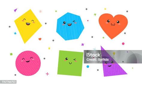 귀여운 수학 그림 기하학적 모양 만화 얼굴 아이콘 학교 어린이 게임 세트 재미있는 이모티콘 학력 캐릭터 0명에 대한 스톡 벡터 아트 및 기타 이미지 Istock