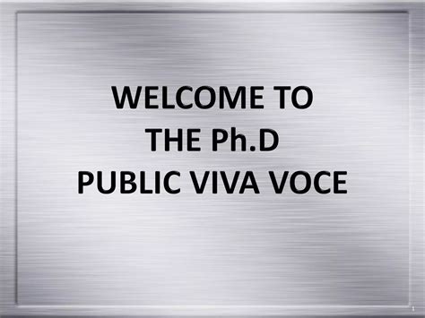 Ph D Public Viva Voce Ppt Pdf