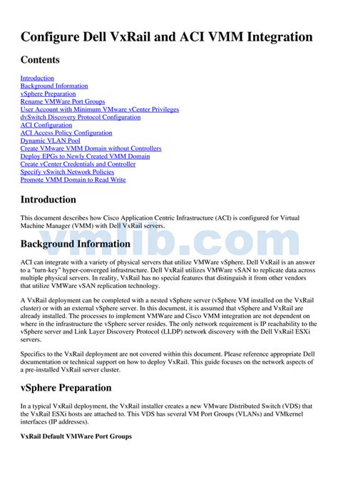 优化 Dell Vxrail 与 Aci 的 Vmm 集成配置 Vm技术库