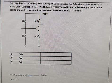 Solved Q1 Simulate The Following Circuit Using Lt Spice