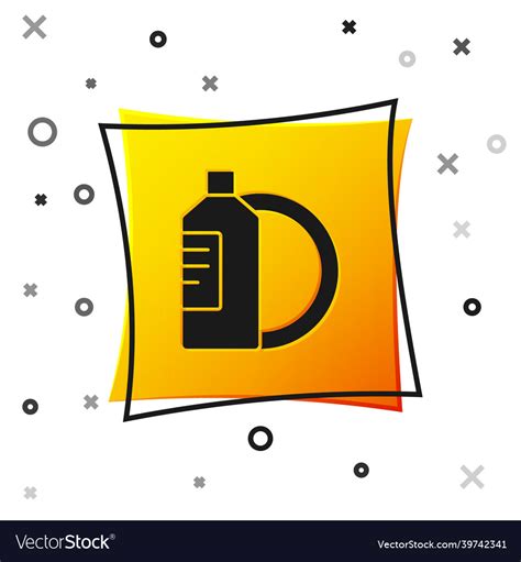 Black Dishwashing Liquid Bottle And Plate Icon Vector Image