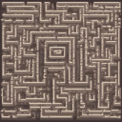 Navigate Through A Classic Pixel Maze In This Black And White Artwork