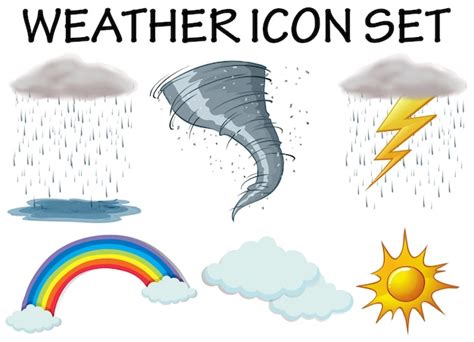 Weer Iconen Met Verschillende Klimaat Illustratie Gratis Vector