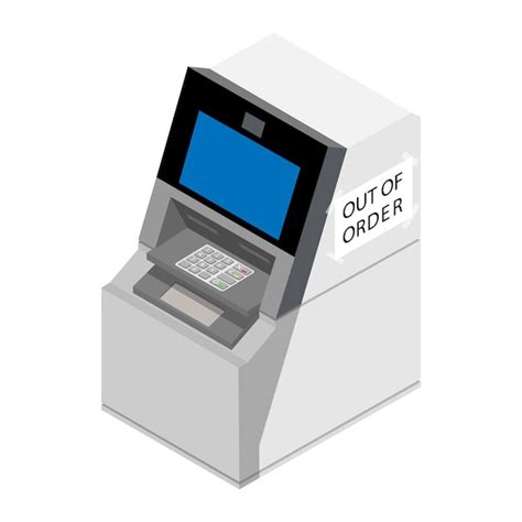 Out Of Order Concept Atm Vue Isométrique Isolée Sur Fond Blanc Guichet