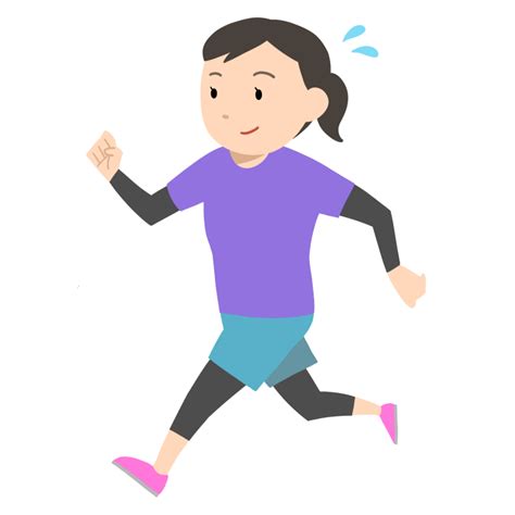 ランニングジョギングする女性のフリーイラスト素材 無料のイラスト素材 タダ絵