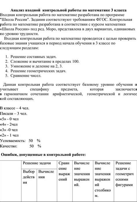 Анализ контрольной работы по математике 3 класс Формат Docx Опубликовано 16 09 2023 в 04 29 55