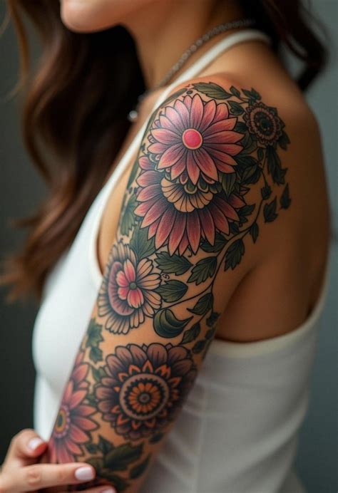 Bold Woman Sleeve Tattoos Cozy Vibes