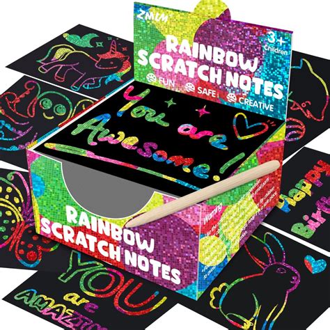 Zmlm Rainbow Scratch Mini Art Notes Magic Scratch Note