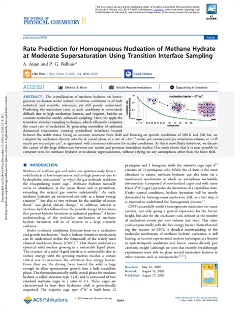Pdf Rate Prediction For Homogeneous Nucleation Of Methane Hydrate At Moderate Supersaturation
