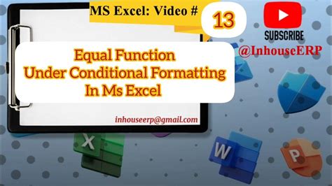 how to use equal to function under conditional formatting in excel
