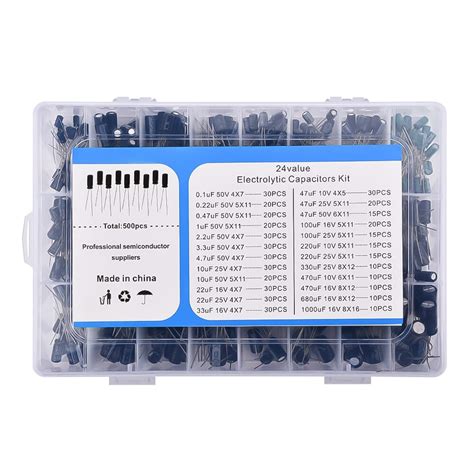 200Pcs 500Pcs 0 1UF 1000UF 24 Valores Alumínio 16 50V Mix Capacitor