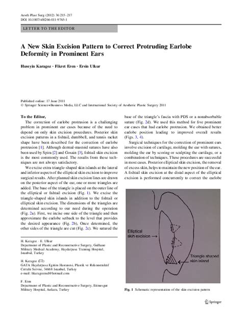 Pdf A New Skin Excision Pattern To Correct Protruding Earlobe