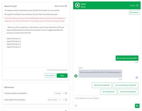 AI Assist Using Base Prompt To Introduce Options As Clickable Buttons