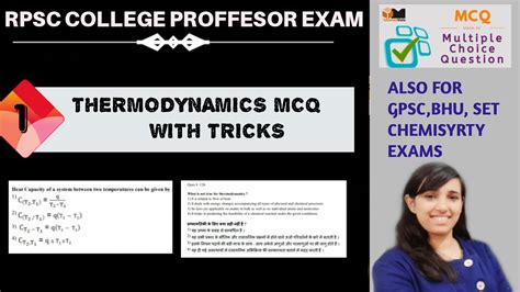 BEST CHEMISTRY NOTES Thermodynamics MCQ Part RPSC COLLEGE PROFFESOR GPSC PPSC St Grade