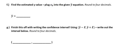 Solved Linear Regression Prediction Interval Worksheet Show