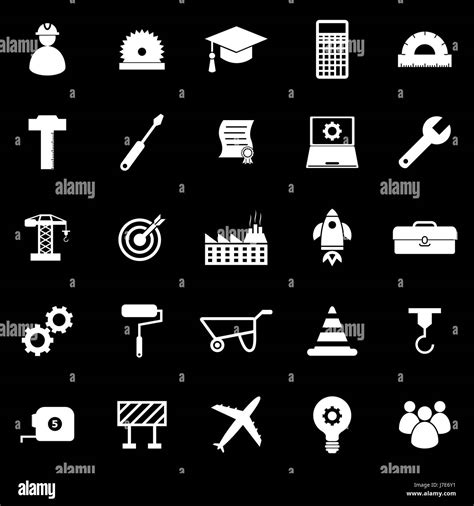 Engineering Icons On Black Background Stock Vector Stock Vector Image