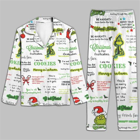 The Grinch Christmas Pajama Set Christmas Pajamas Grinch Etsy