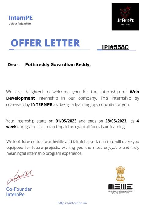 Govardhan Reddy On Linkedin Internpe Internship Webdevelopment