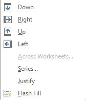 Fill Command In Microsoft Excel Up Down Right Left Justify Series Flash Fill Padhle