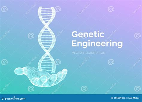 Dna Sequence In Hand Wireframe Dna Molecules Structure Mesh Dna Code