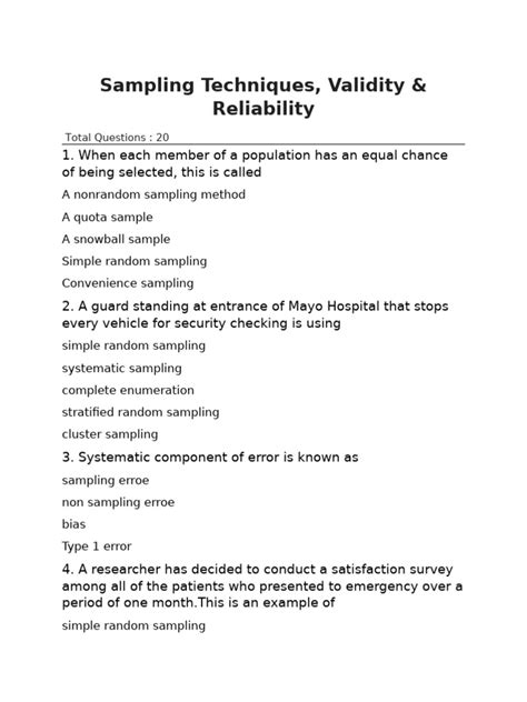 Sampling Techniques J Validity And Reliability Pdf