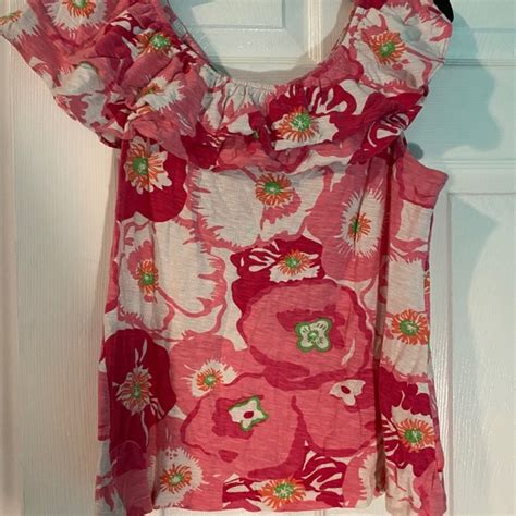 Lilly Pulitzer Tops Lilly Pulitzer Cute Ruffled Shirt Size Lg Poshmark