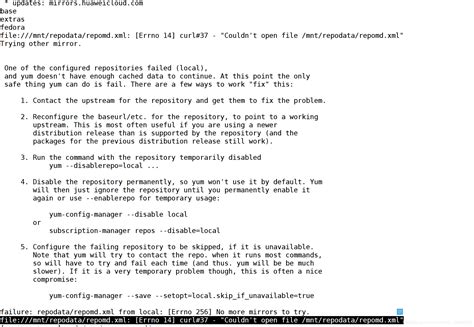 “couldn‘t open file mnt repodata repomd xml“问题的解决一种方案 couldn t open