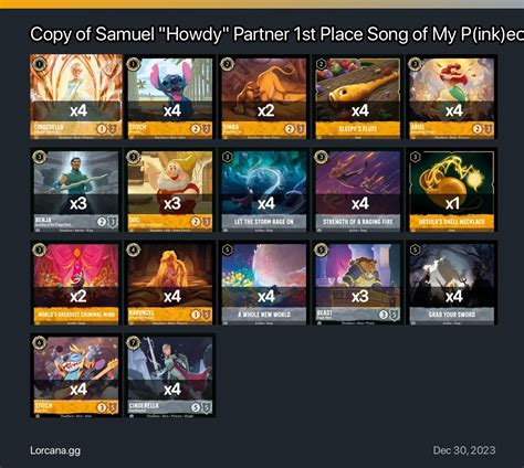Copy Of Samuel Howdy Partner 1st Place Song Of My P Ink Eople Lorcana Deck Lorcana Gg