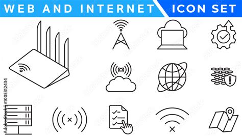 Wireless And Network Vector Line Icon Set Contains Linear Outline