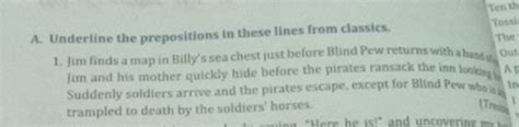 A Underline The Prepositions In These Lines From Classics1 Iim Finds