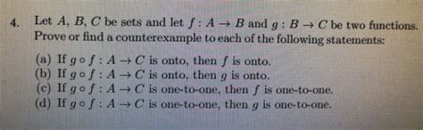 solved let a b c be sets and let f a b and g b → c be