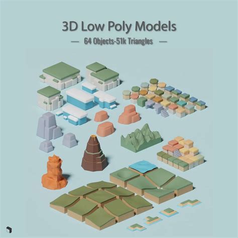3d Model Low Poly Modular Terrains Toffu Co
