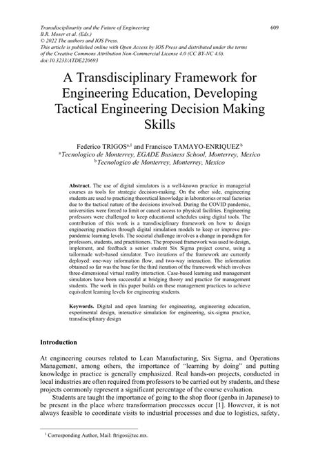 pdf a transdisciplinary framework for engineering education