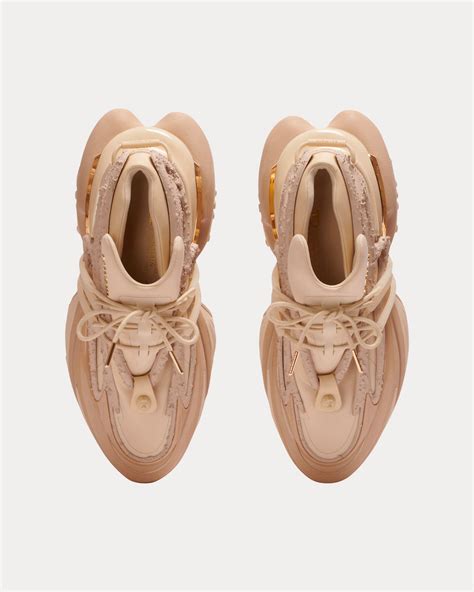Balmain Unicorn Neoprene And Leather Beige Low Top Sneakers Sneak In Peace