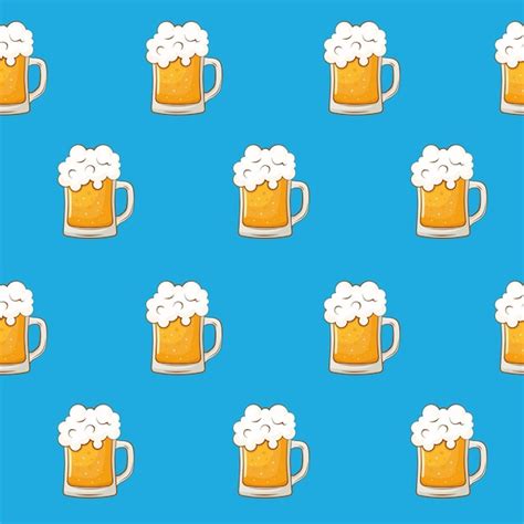 Premium Vector Vector Seamless Background With Glasses Of Beer Glass